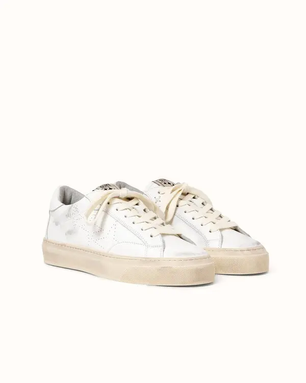 DUKE + DEXTER Plus Court Distressed Sneakers - White Distressed