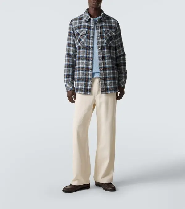 GOD'S TRUE CASHMERE Lightning Storm Cashmere Shirt With Moonstone - Blue