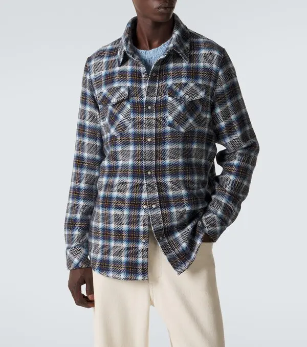 GOD'S TRUE CASHMERE Lightning Storm Cashmere Shirt With Moonstone - Blue