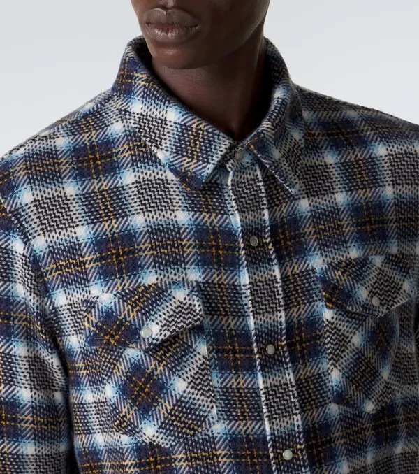 GOD'S TRUE CASHMERE Lightning Storm Cashmere Shirt With Moonstone - Blue