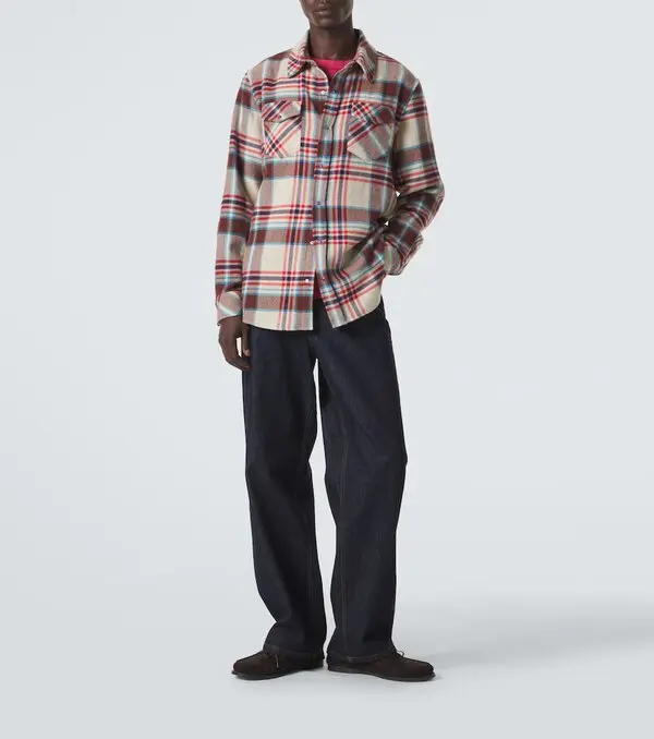 GOD'S TRUE CASHMERE Plaid Cashmere Shirt With Amethyst - Brown
