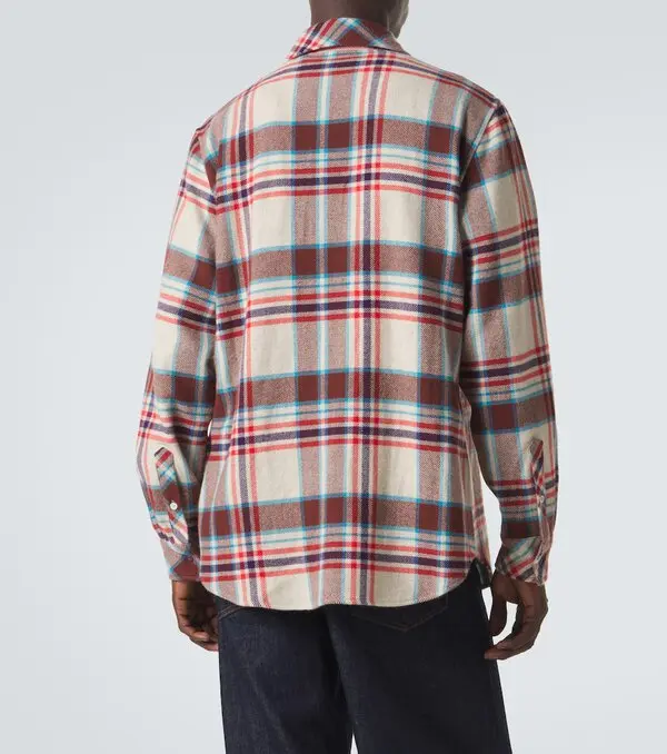GOD'S TRUE CASHMERE Plaid Cashmere Shirt With Amethyst - Brown