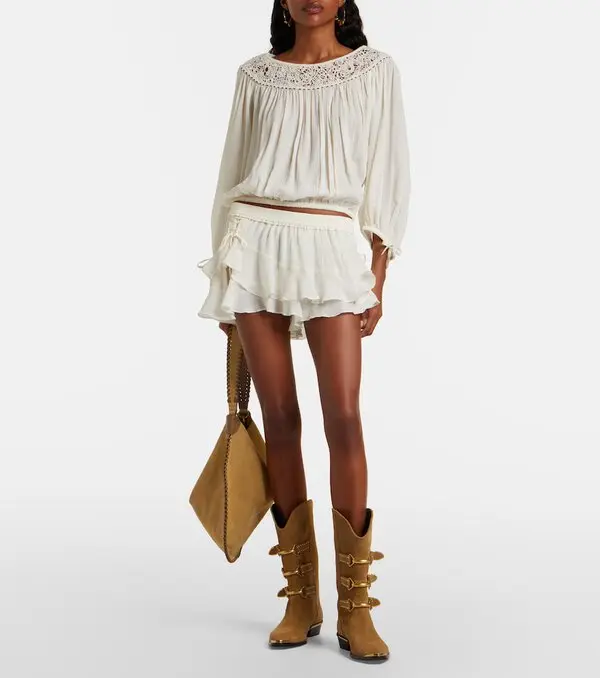 Isabel Marant Étoile Nelida Guipure Lace-trimmed Silk Blouse - White