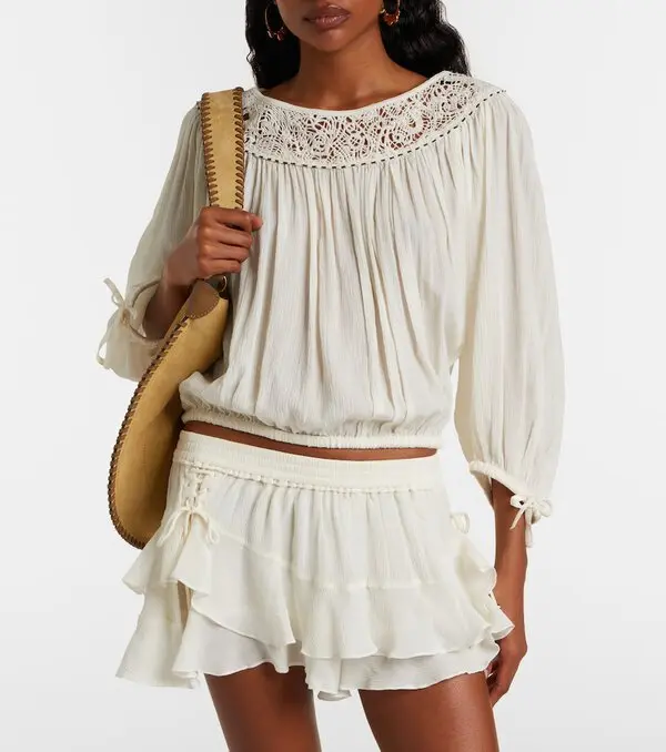 Isabel Marant Étoile Nelida Guipure Lace-trimmed Silk Blouse - White