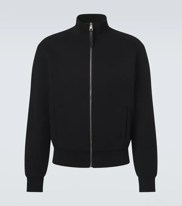 Givenchy Herringbone Cotton-blend Zip-up Sweater