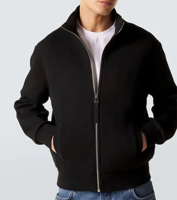 Givenchy Herringbone Cotton-blend Zip-up Sweater