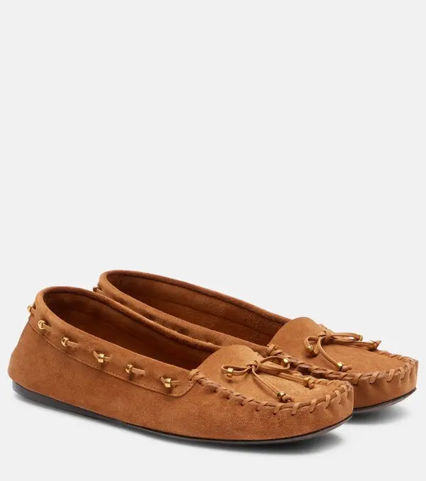 Khaite Milly Suede Moccasins - Beige