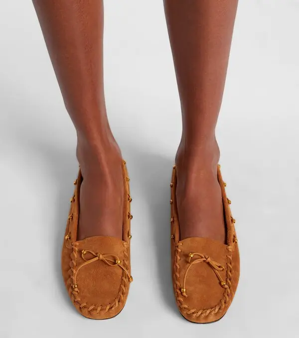 Khaite Milly Suede Moccasins - Beige