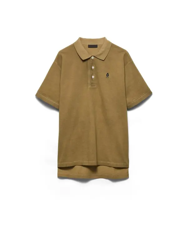 Prada Garment-dyed Cotton Polo Shirt - Brown