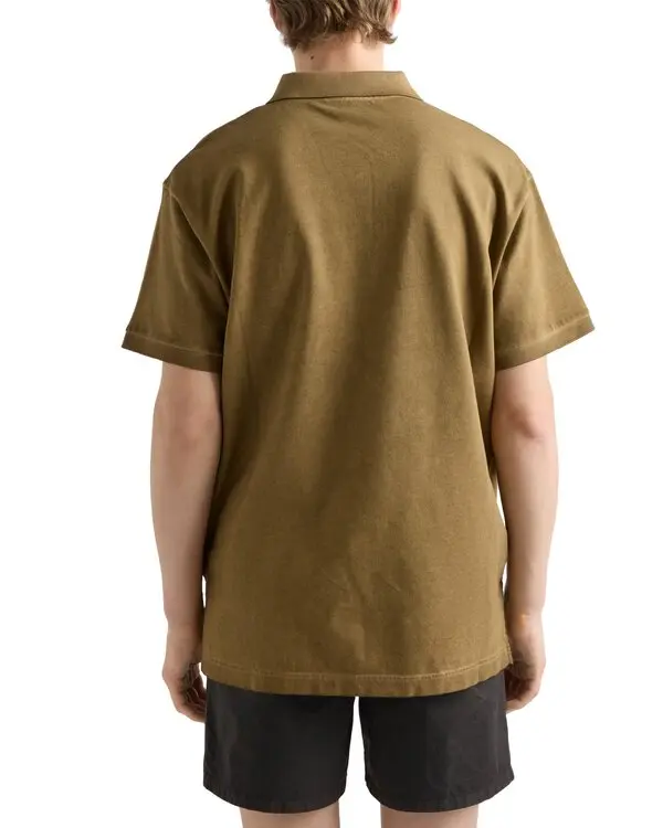 Prada Garment-dyed Cotton Polo Shirt - Brown