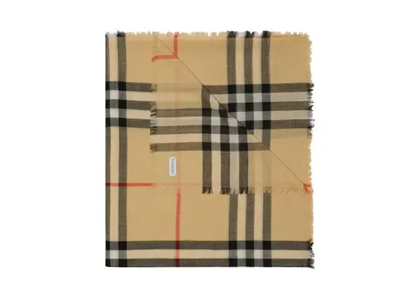 Burberry Mu Lightweight Wool Scarf - Sand