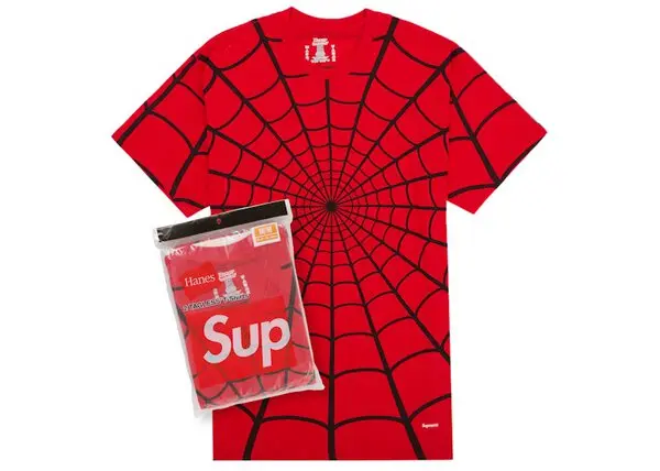 Supreme Hanes Spiderman Tagless Tee Shirts - Red
