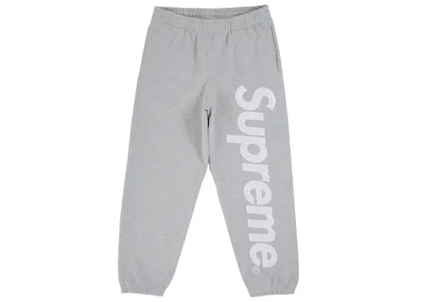 Supreme Satin Applique Sweatpant - Heather Grey