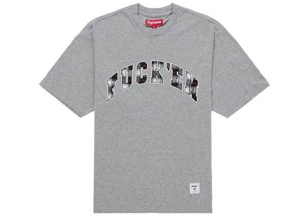 Supreme Fuck Em Plaid Short Sleeve Top - Heather Grey