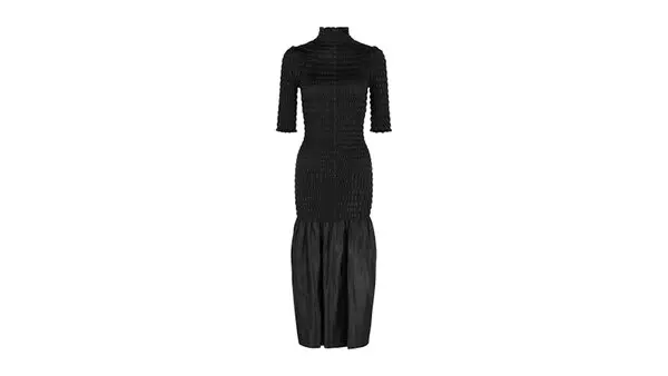 Givenchy Smocked Leather Midi Dress