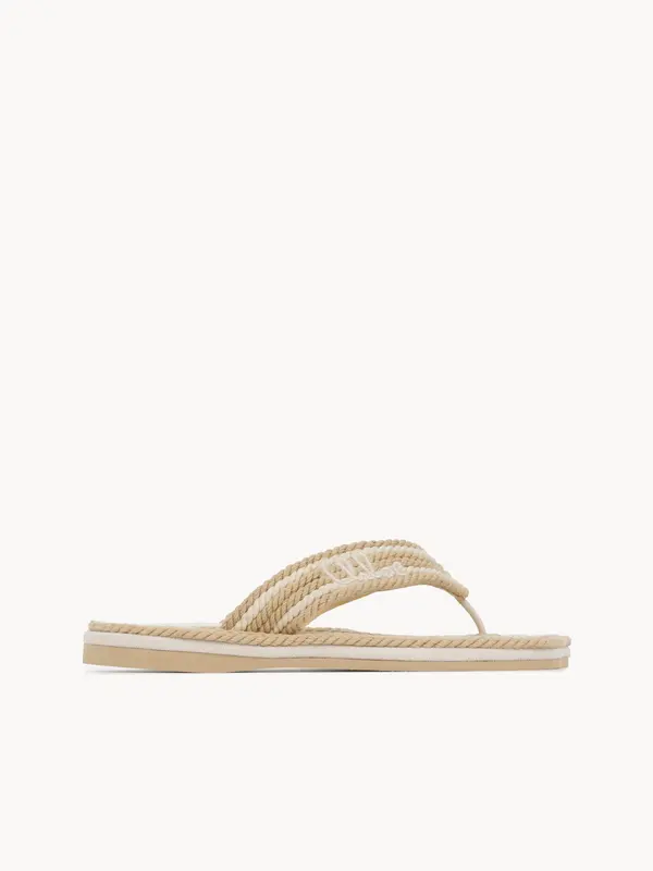 Chloé Braided Cord Thong Sandals - White - Beige