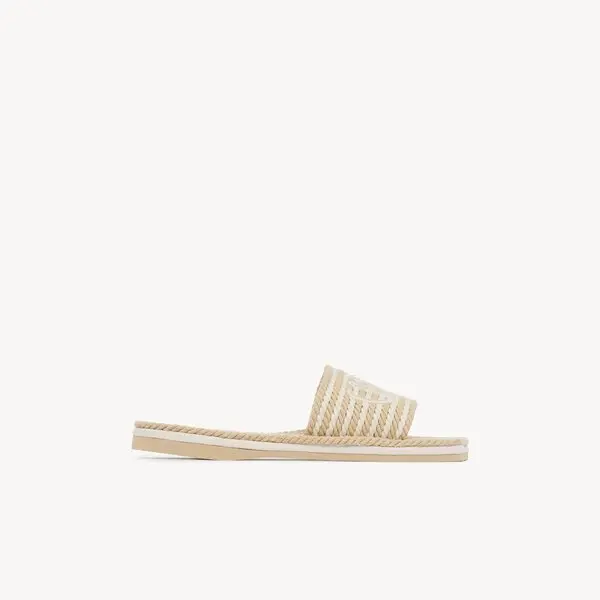 Chloé Braided Cord Sand Slides With Wavy Sole - White - Beige