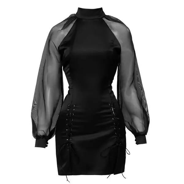 LA MUSA Ink Dress With Puffed Raglan Sleeves And Corset Details