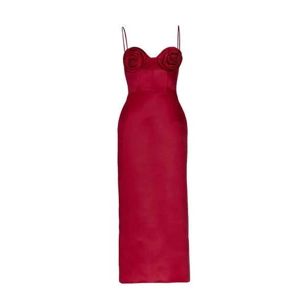 JUSTIN TONG Amora Bloom Dress With Rose Bust Detail