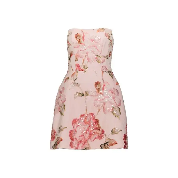 JUSTIN TONG Ellaire Beaded Mini Dress - Pink