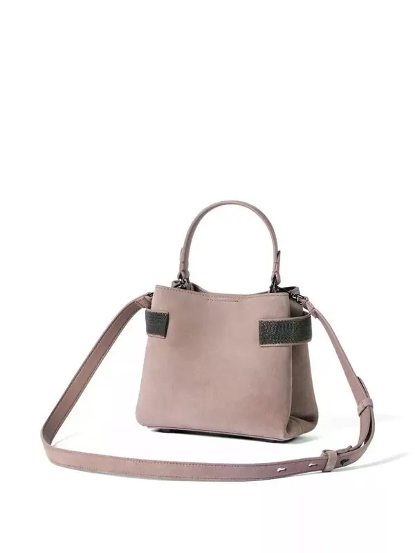 Brunello Cucinelli Suede Top-handle Bag With Monili Embellishment - Pink
