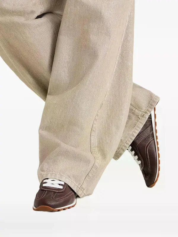 Brunello Cucinelli Grained Soft Leather Runners With Shiny Loops