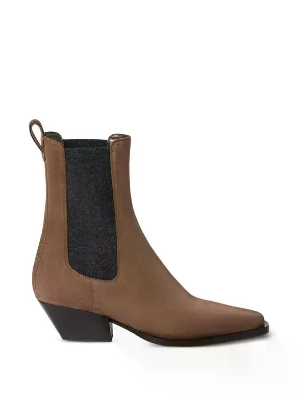 Brunello Cucinelli Suede Chelsea Boots With Monili Embellishment