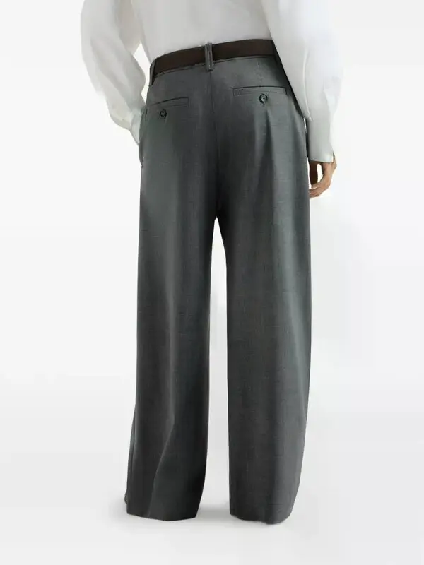 Brunello Cucinelli Tropical Luxury Wool Tailored Trousers With Monili Decoration