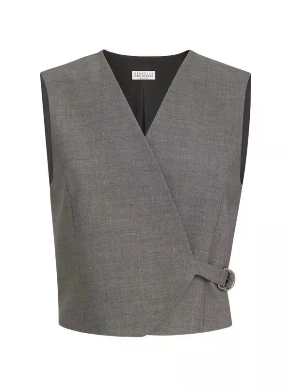 Brunello Cucinelli Tropical Wool Vest With Monili Embellishment