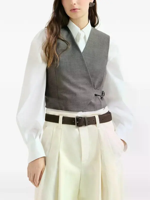 Brunello Cucinelli Tropical Wool Vest With Monili Embellishment