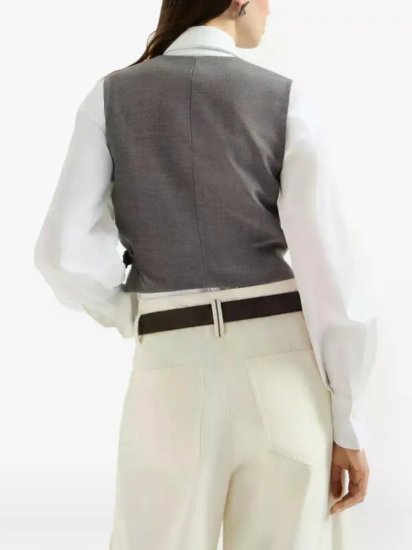 Brunello Cucinelli Tropical Wool Vest With Monili Embellishment