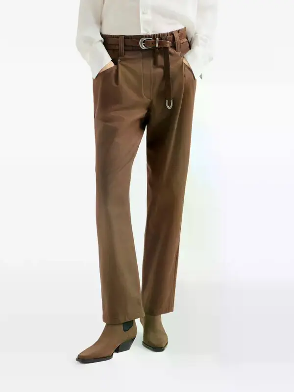 Brunello Cucinelli Cigar Stretch Cotton Pleated Trousers - Brown