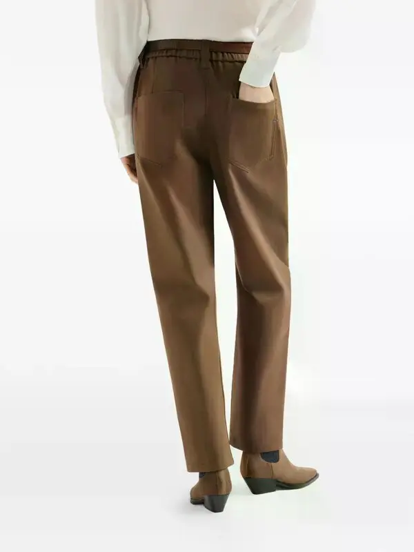 Brunello Cucinelli Cigar Stretch Cotton Pleated Trousers - Brown