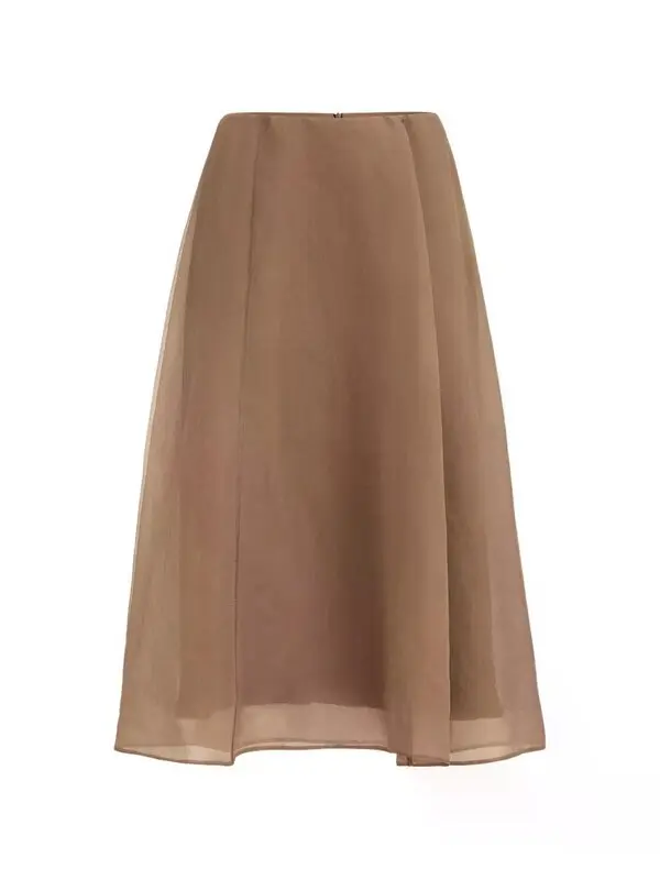 Brunello Cucinelli Crispy Silk Circle Skirt - Neutrals