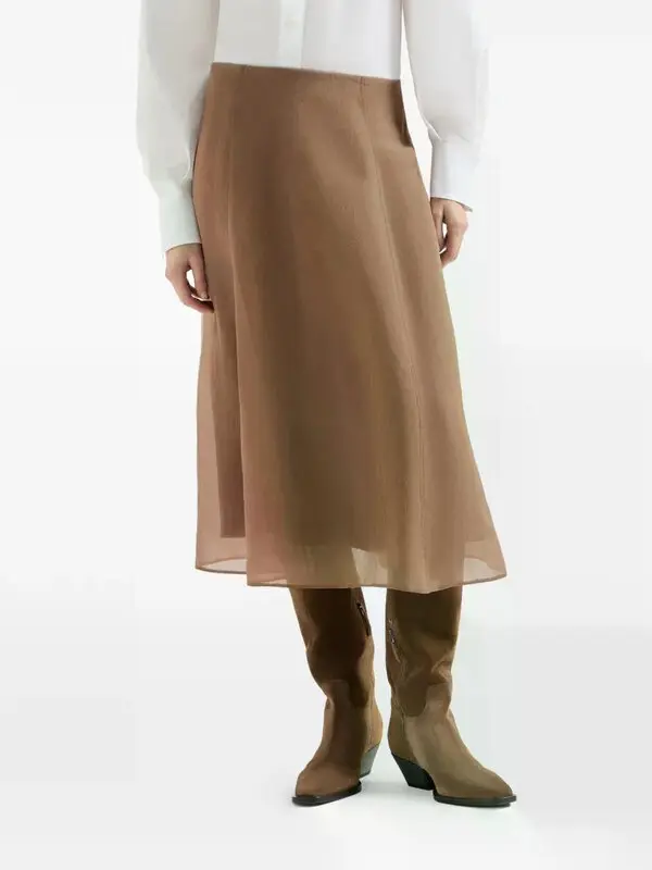 Brunello Cucinelli Crispy Silk Circle Skirt - Neutrals