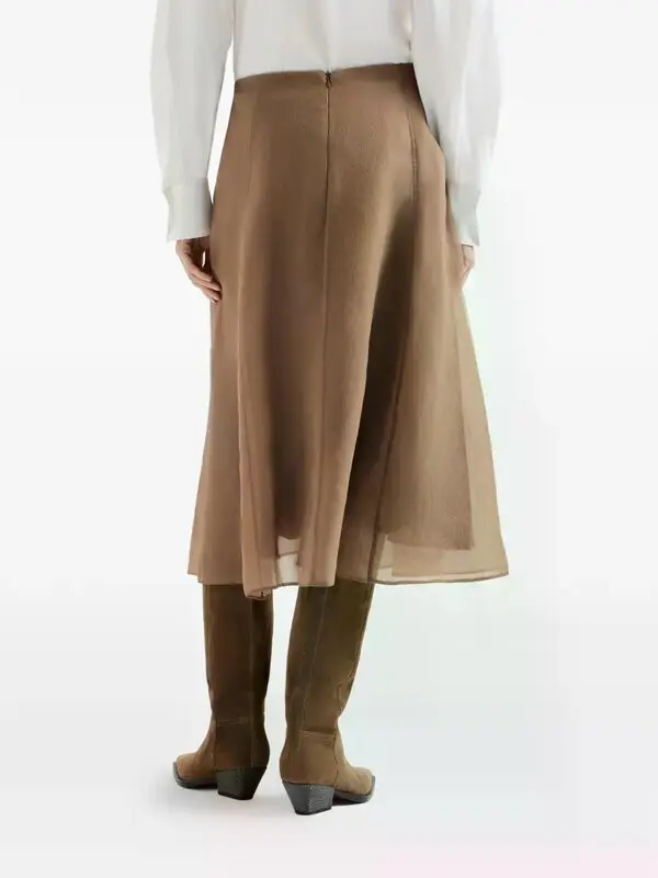 Brunello Cucinelli Crispy Silk Circle Skirt - Neutrals