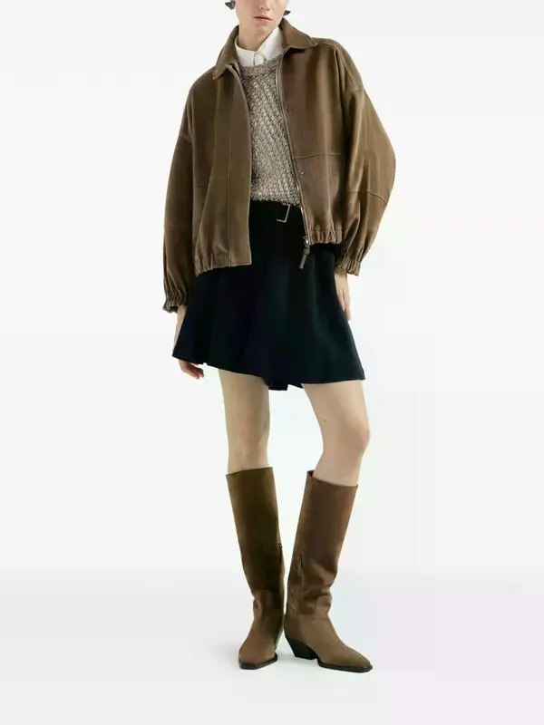 Brunello Cucinelli Suede Zip-up Jacket - Brown