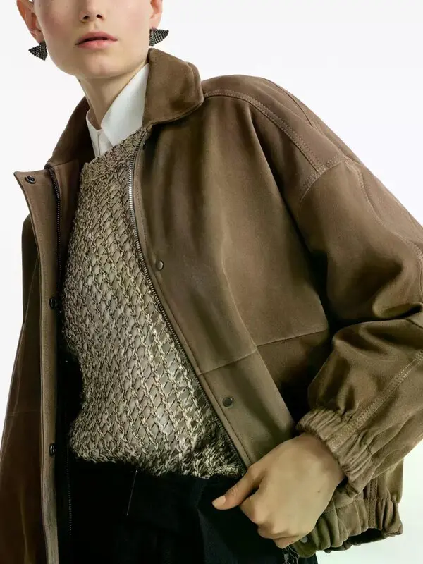 Brunello Cucinelli Suede Zip-up Jacket - Brown
