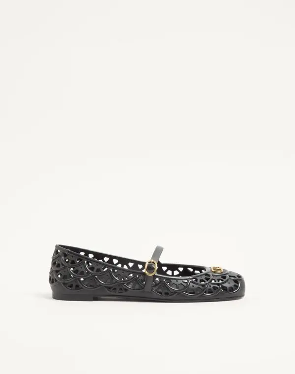 Valentino Garavani Ondette Rubber Ballerina Flats - Black