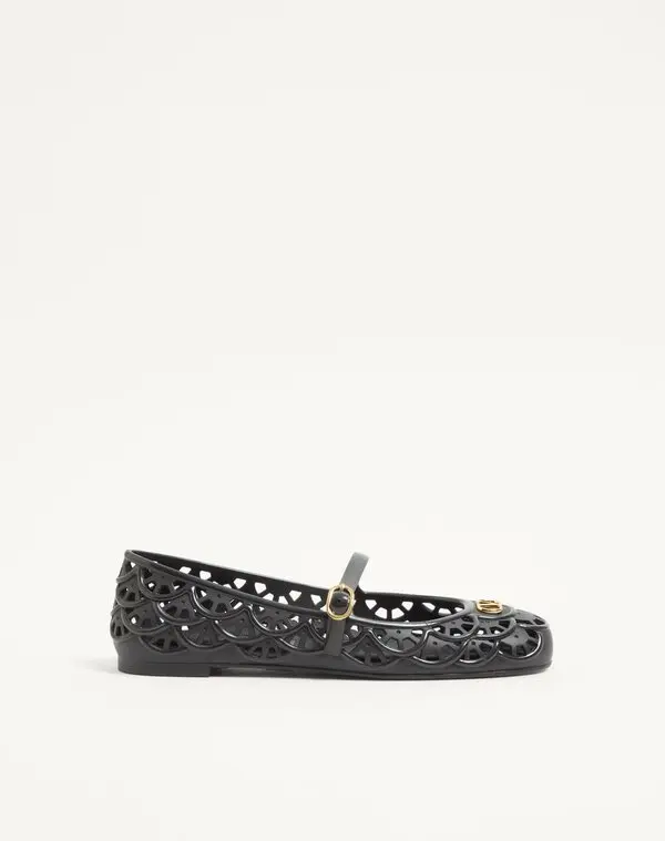 Valentino Garavani Ondette Rubber Ballerina Flats - Black