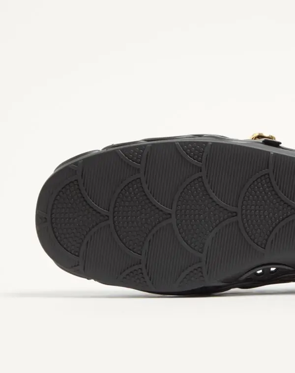 Valentino Garavani Ondette Rubber Ballerina With Scallop Pattern 05mm - Black