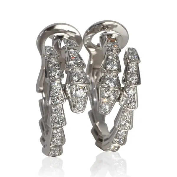 BVLGARI White Gold Diamond Serpenti Viper Hoop Earrings - White_gold