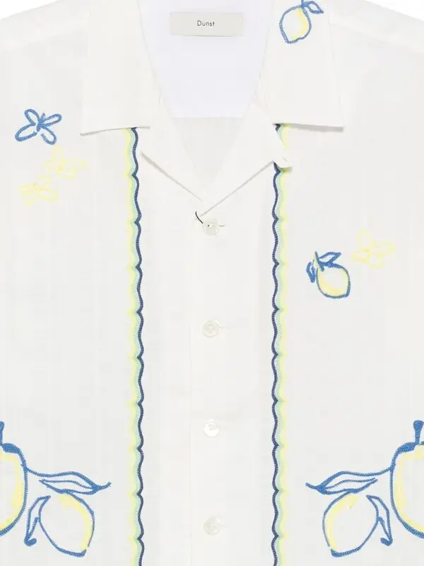 DUNST Embroidered Cotton Shirt - White
