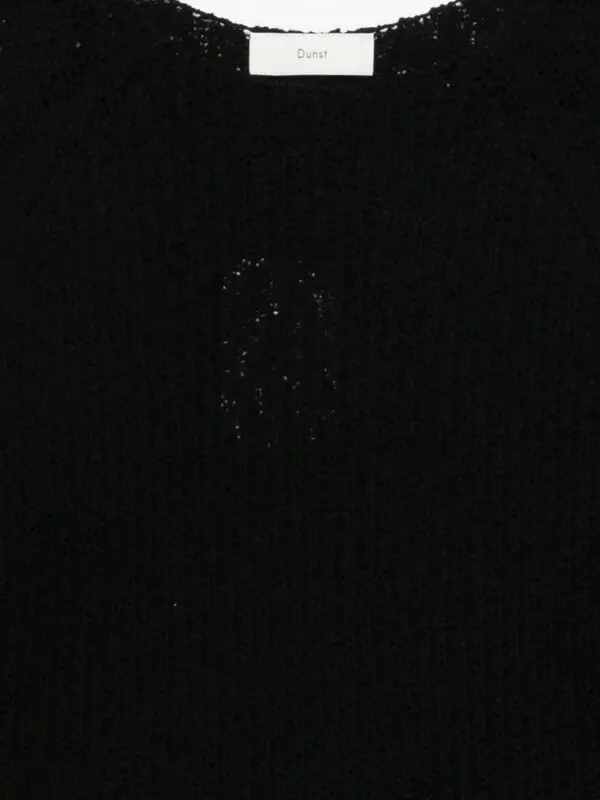 DUNST Crochet Crewneck Jumper - Black