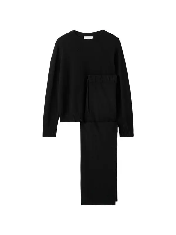 Soft Goat Cashmere Trousers And Sweater Set - Black