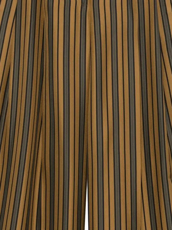 Alberto Biani Striped Silk Trousers - Brown