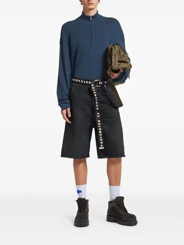 Balenciaga Denim Cotton Shorts - Blue
