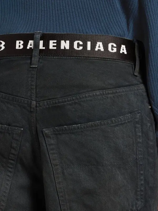 Balenciaga Denim Cotton Shorts - Blue