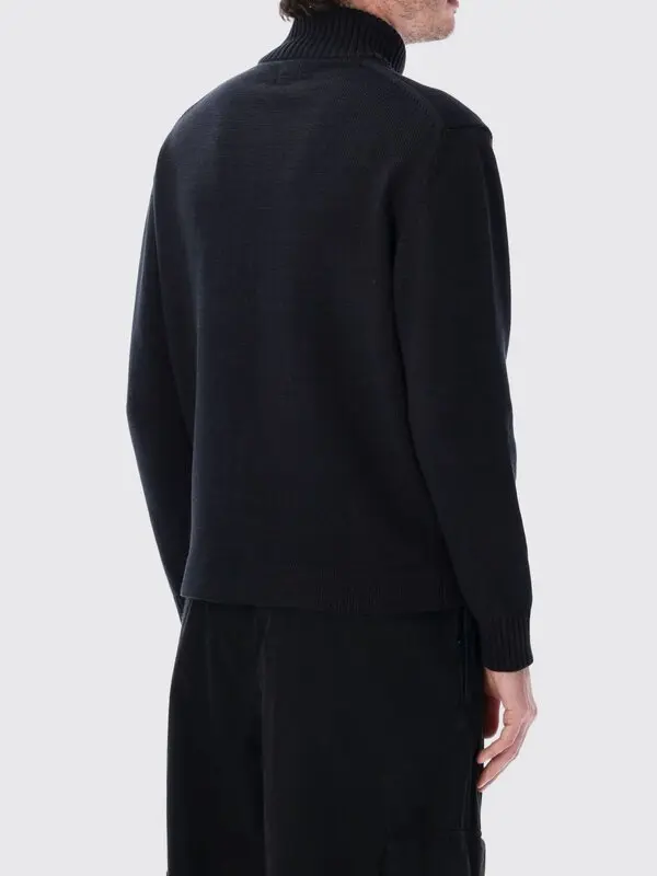 C.P. COMPANY Cotton Zip-up High Neck Cardigan - Blue