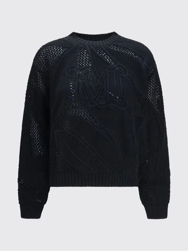 Max Mara Monogram Cotton Knit Sweater - Black